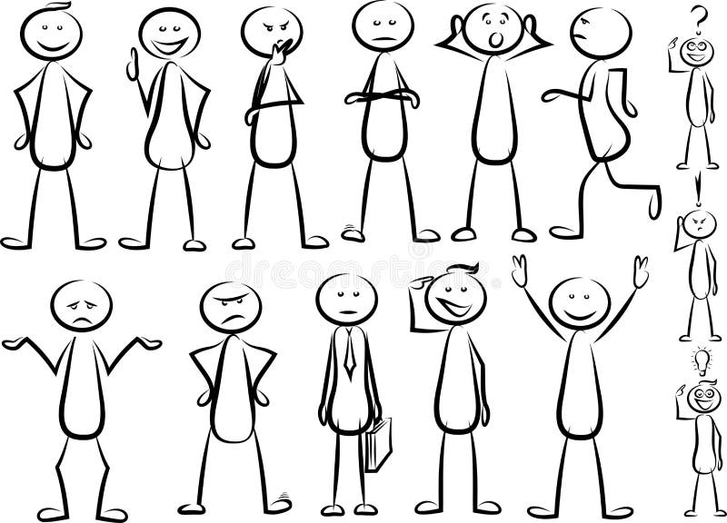 Stick figures, emotions stock illustration. Illustration of ...