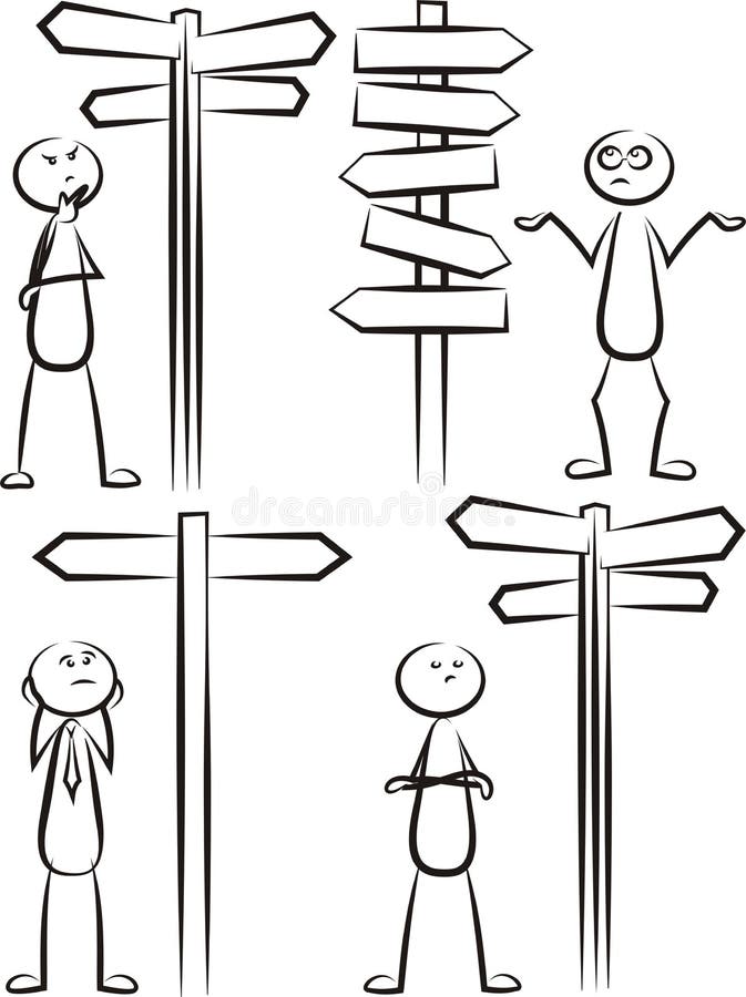Stickman Way Direction Vector Set Stock Vector - Illustration of stick ...