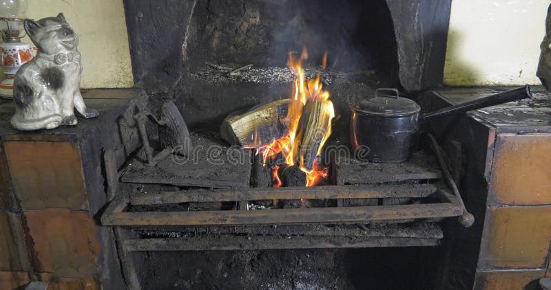 Sticks Blocks Firewood Peat Turf Burning in an Open Fire from a Bog in ...