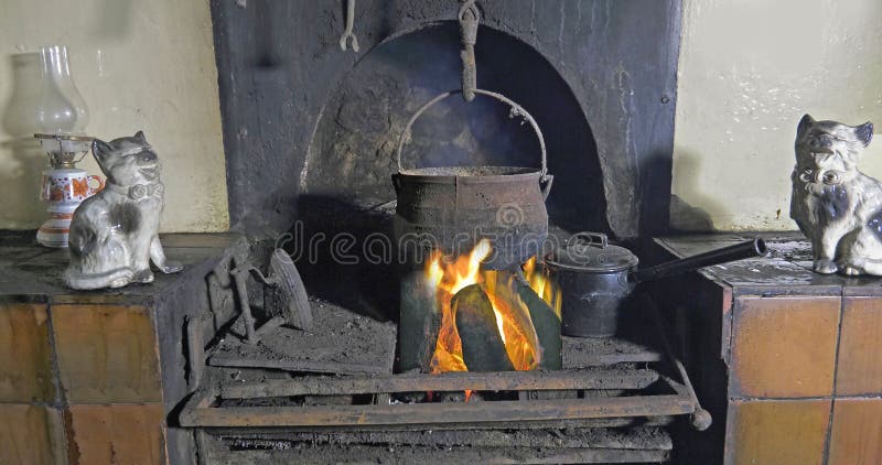 Sticks Blocks Firewood Peat Turf Burning in an Open Fire from a Bog in ...
