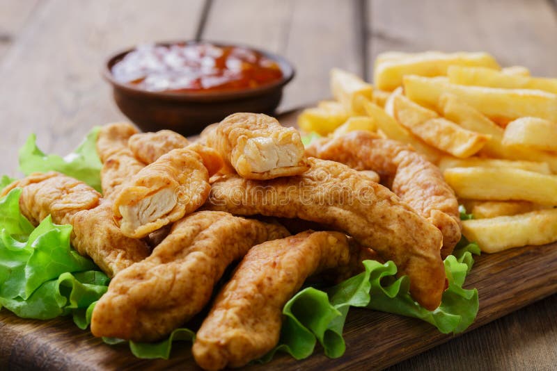 Sticks breaded chicken stock photo. Image of appetizers - 47701830