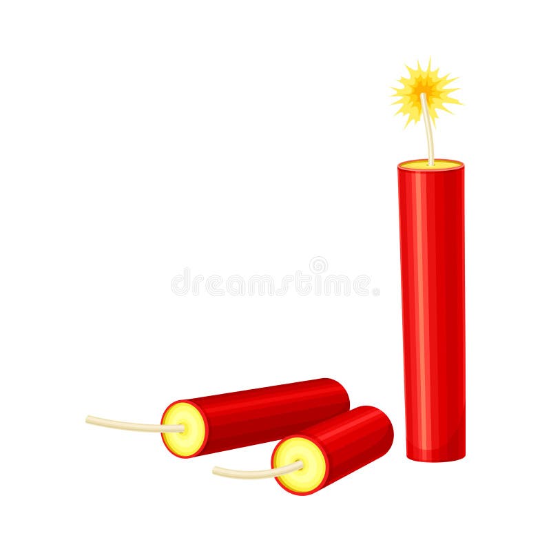 Sticks of Dynamite with Burning Bickford Fuse Vector Illustration Stock ...