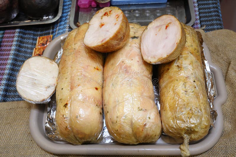 Sticks of Meat Paste Placed on a Counter Stock Image - Image of ...