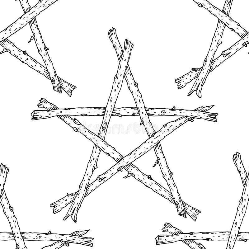 Sticks Pentagram Seamless Pattern Stock Vector - Illustration of ...