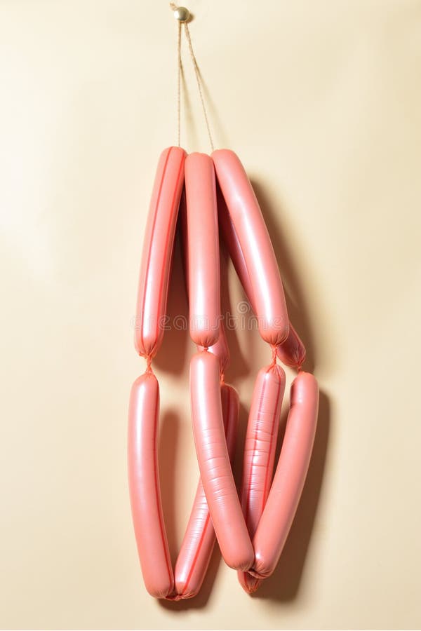 Sticks Sausages Hanging on the Ropes. Stock Image - Image of beef ...