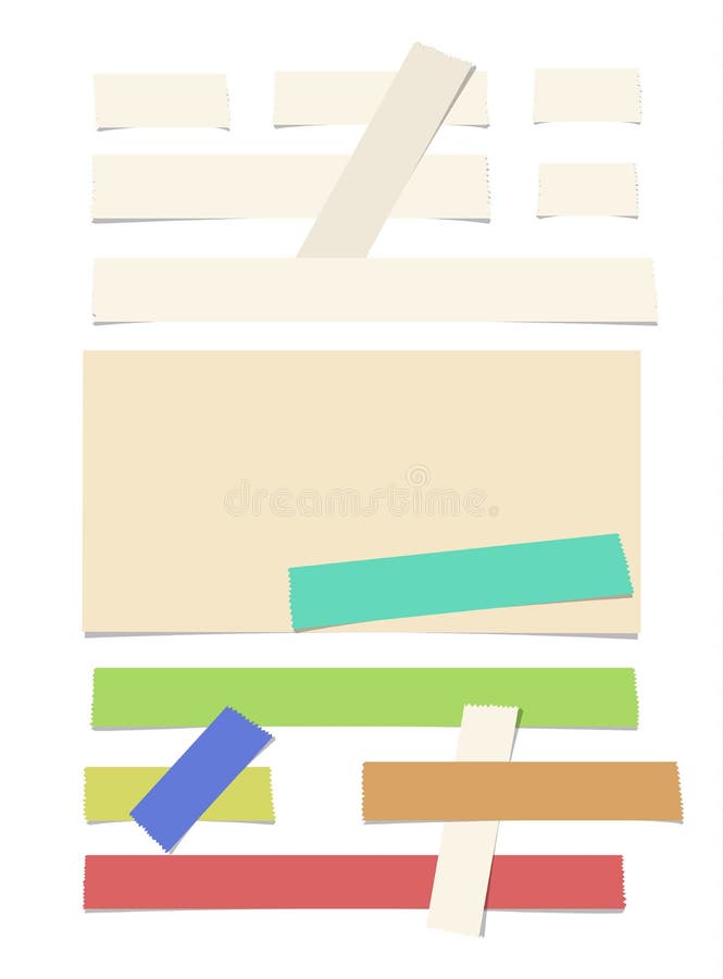 Sticky, Adhesive Masking Tape, Note Paper Stuck on White Background ...
