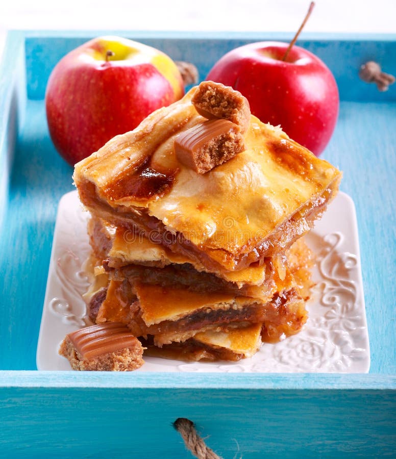 Sticky Apple and Caramel Slices Stock Photo - Image of breakfast, sauce ...