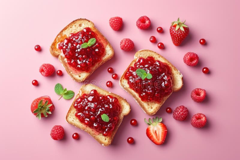 Sticky Berry Jam Toast Stack. Generate Ai Stock Photo - Image of toast ...