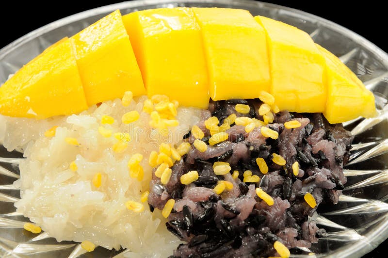 Sticky Black and White Rice Mango, Thai Dessert Stock Image - Image of ...