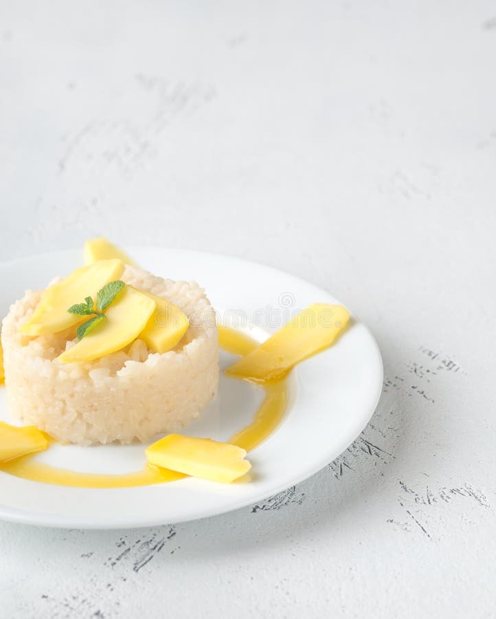 Sticky Coconut Rice with Mango Stock Image - Image of closeup, portion ...