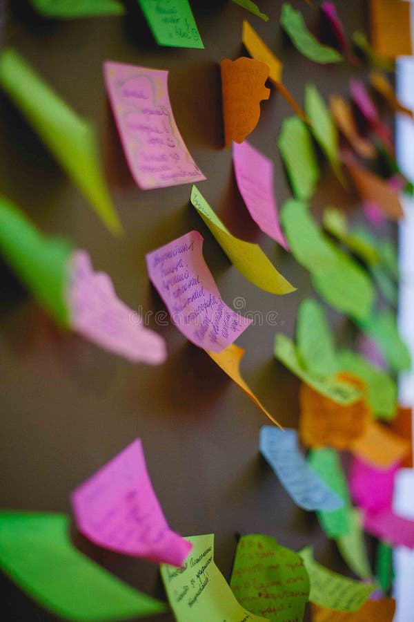 Sticky Colored Paper on the Board Stock Image - Image of adhesive ...