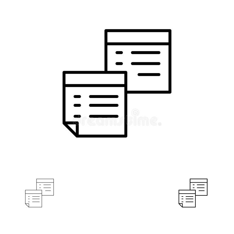 Sticky, Files, Note, Notes, Office, Pages, Paper Bold and Thin Black ...