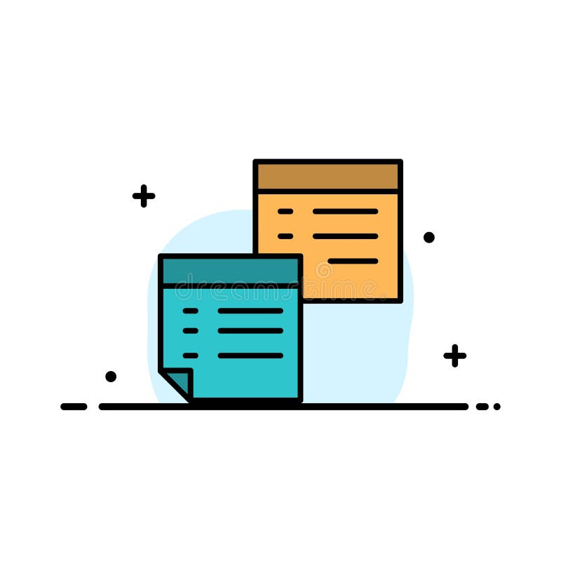 Sticky, Files, Note, Notes, Office, Pages, Paper Business Flat Line ...