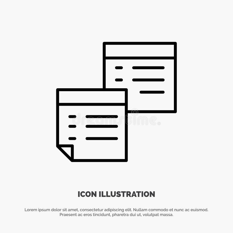 Sticky, Files, Note, Notes, Office, Pages, Paper Line Icon Vector Stock ...