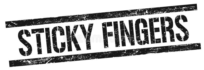 STICKY FINGERS Text on Black Grungy Rectangle Stamp Stock Illustration ...