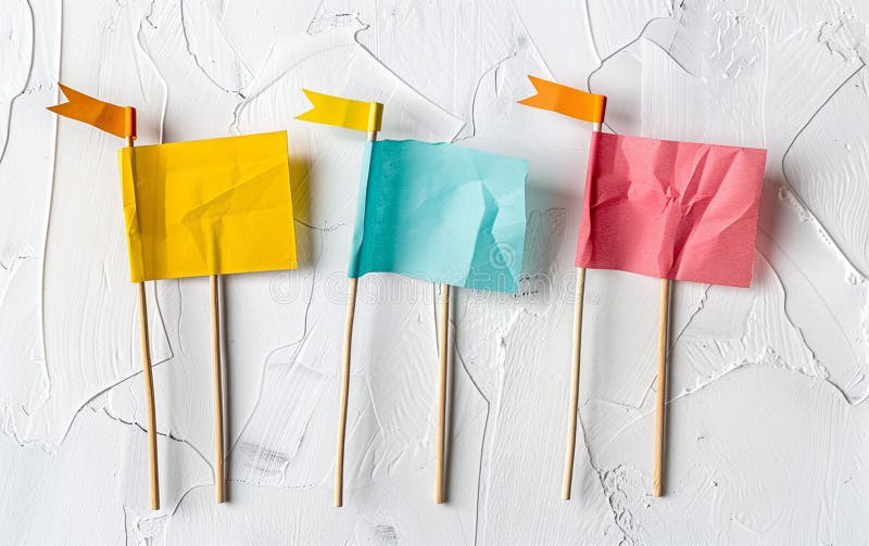 Sticky Flags on a White Background -Generative Ai Stock Photo - Image ...