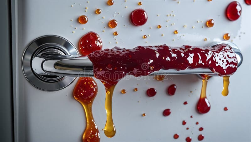 Sticky Jam Marks Around the Handle of a Fridge Stock Illustration ...