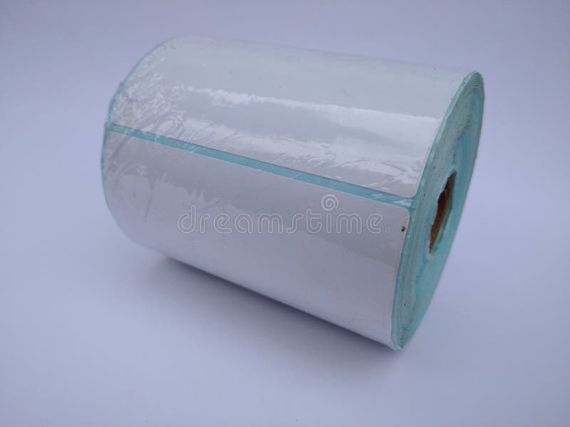 Sticky Label Rolls on White Background Stock Photo - Image of white ...