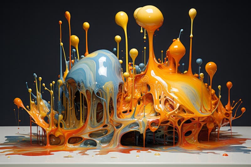 Sticky Liquid Abstract Composition of Dripping Drops in Pop Art ...