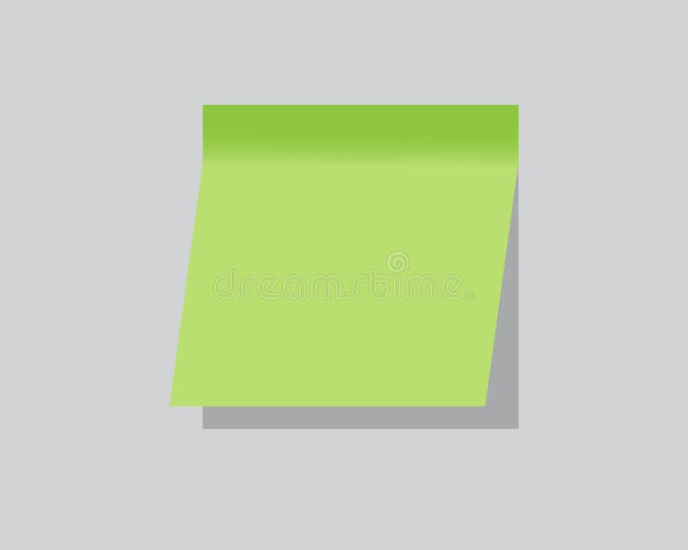 Bright Green Sticky Note with Shadow, Minimal Green Memo Note on Light ...