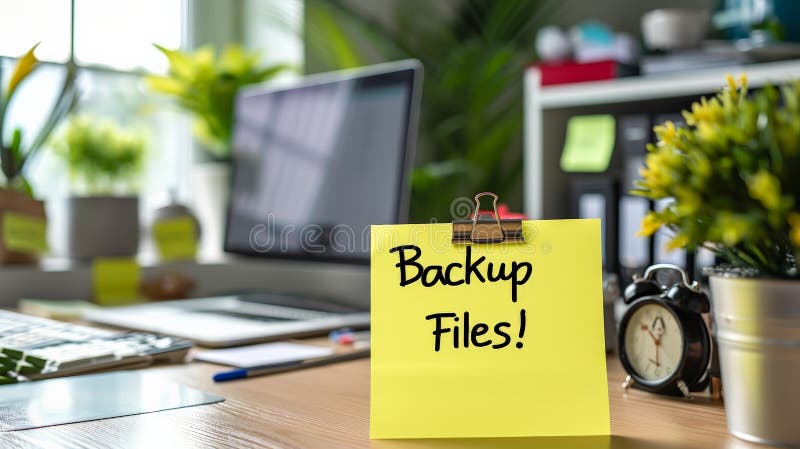 Sticky Note: Backup Files - AI Generated Stock Illustration ...