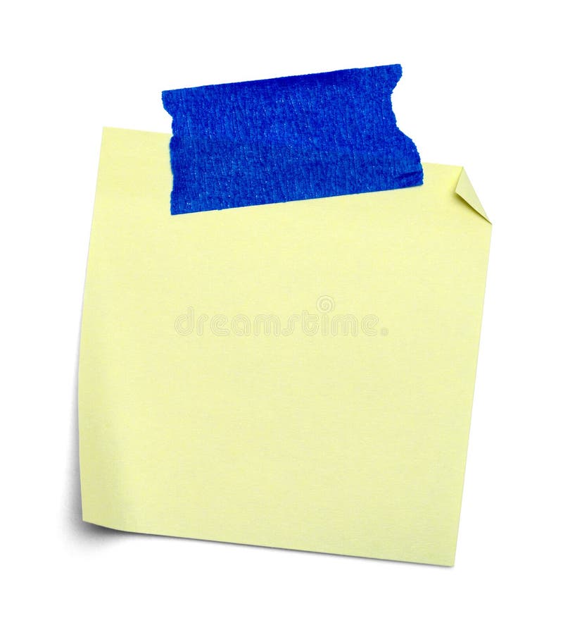 Sticky Note With Blue Tape stock photo. Image of adhesive - 100148336