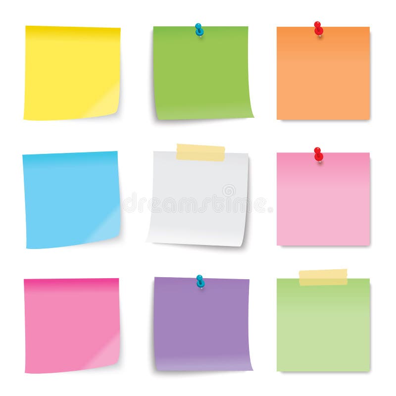 A Set of Colored Sheets of Different Sizes and Office Pushpins and ...