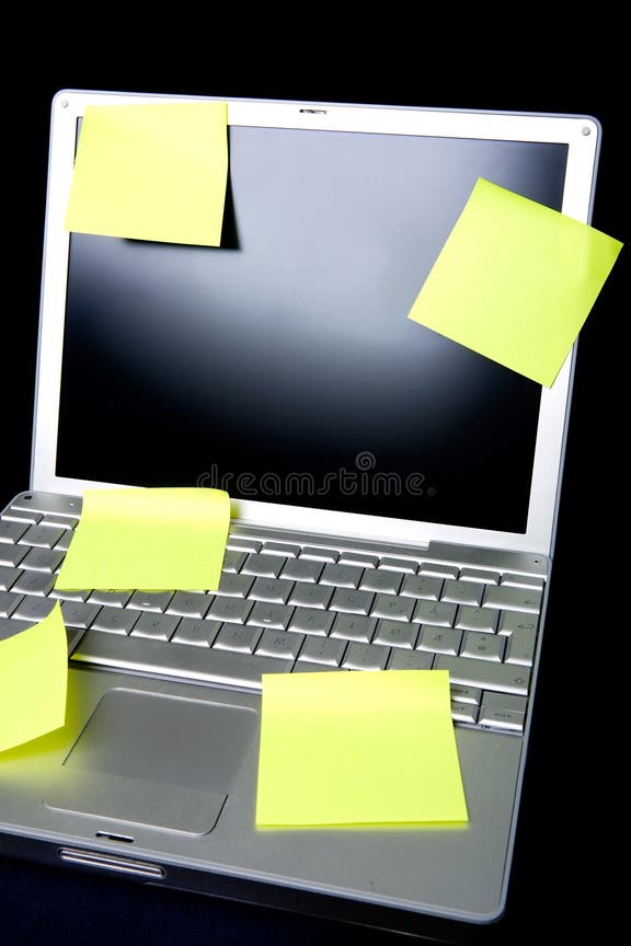 Sticky Note on Computer stock image. Image of isolated - 3605001