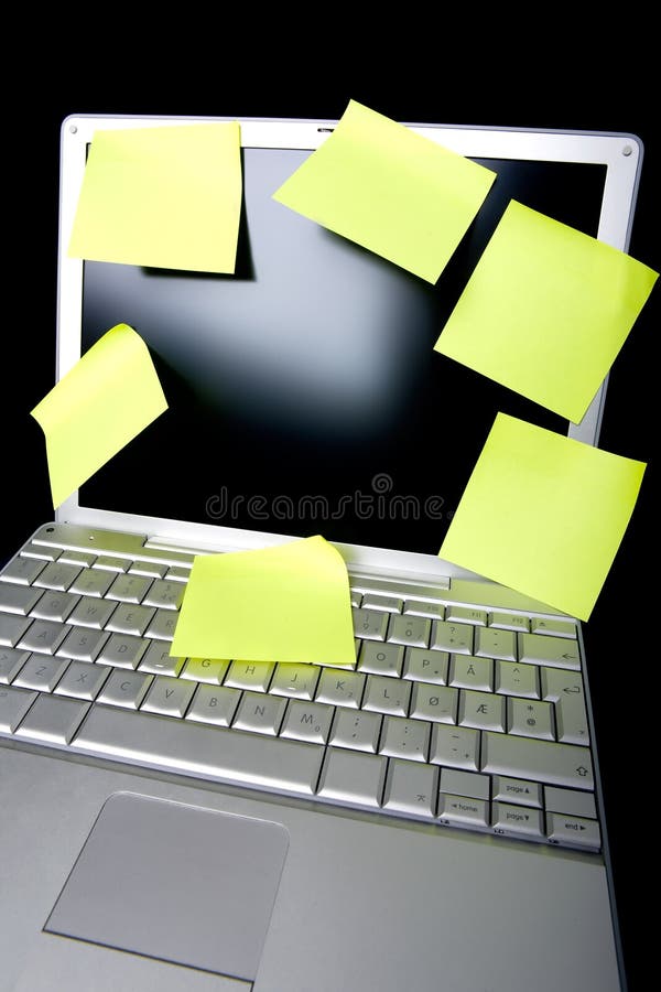 Sticky Note on Computer stock image. Image of list, notebook - 3605003