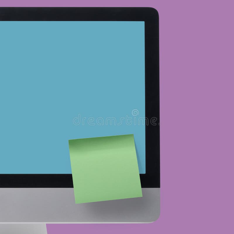 Sticky Note on the Computer Screen Stock Photo - Image of planner ...