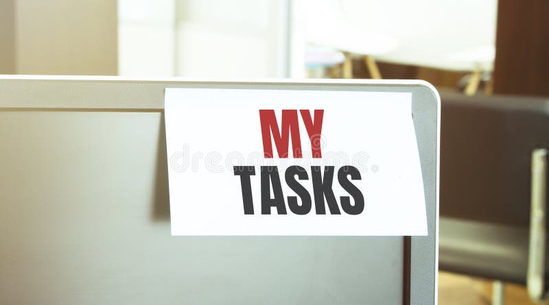 Sticky Note on the Computer. Text MY TASKS Stock Photo - Image of ...