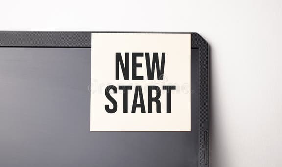 Sticky Note on the Computer. Text New Start Stock Image - Image of ...