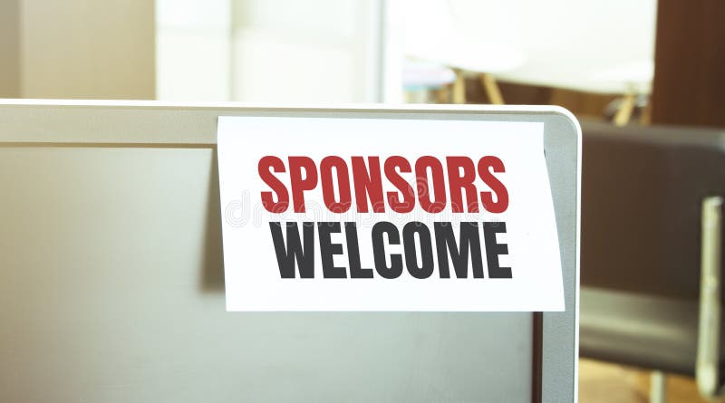 Sticky Note on the Computer. Text SPONSORS WELCOME Stock Image - Image ...