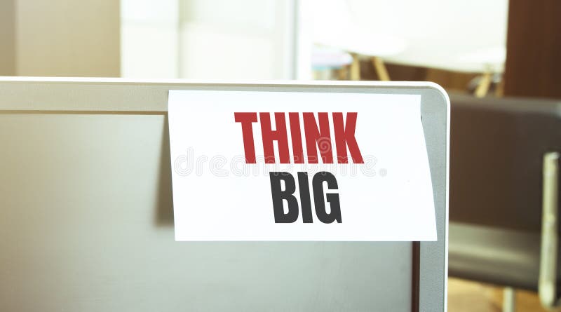 Sticky Note on the Computer. Text THINK BIG Stock Image - Image of ...