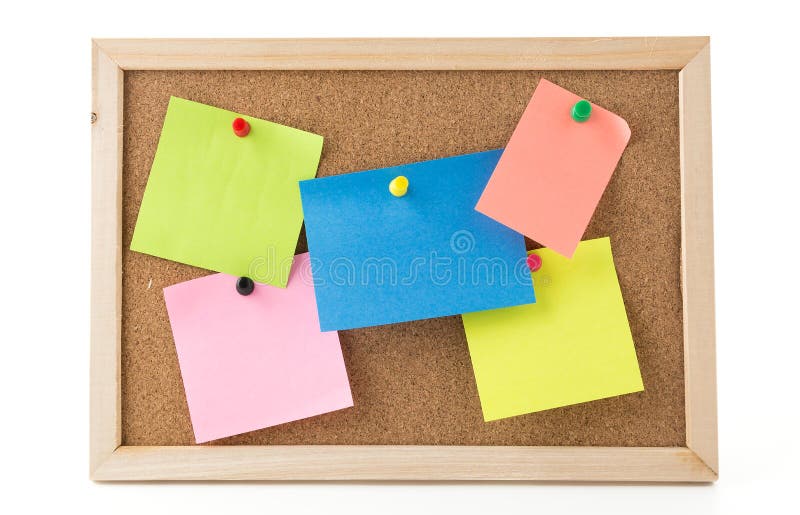 Sticky note on cork board stock image. Image of post - 75567429