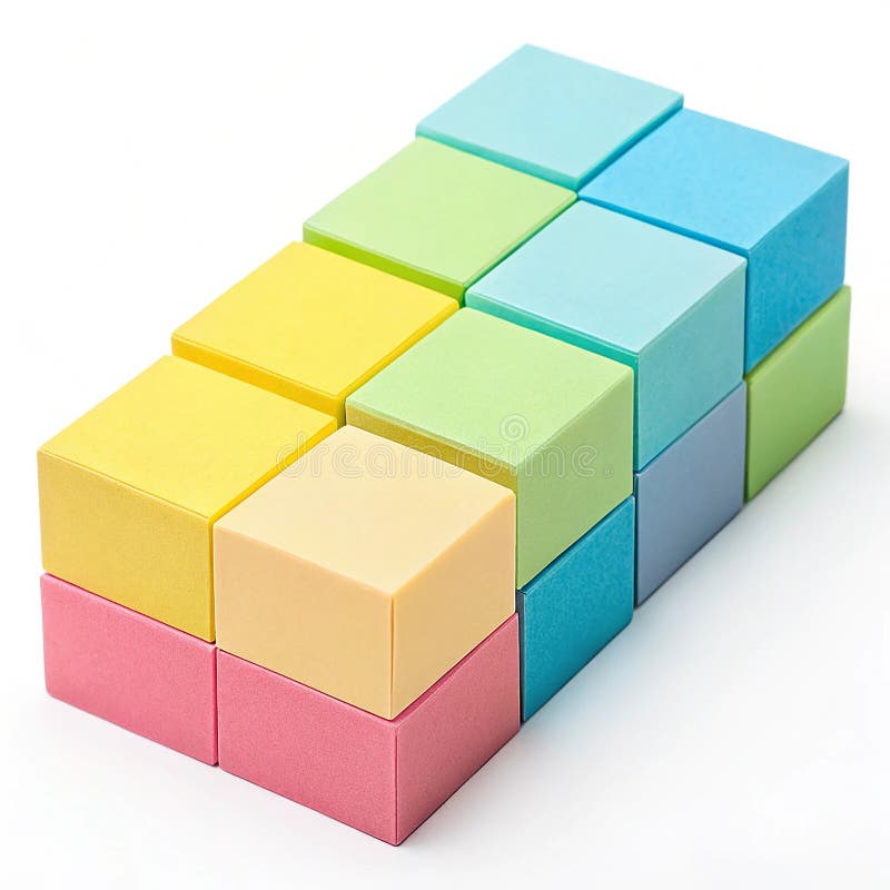 Sticky Note Cubes in Various Colors on White Background Stock ...