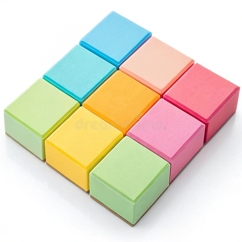 Sticky Note Cubes in Various Colors on White Background Stock ...