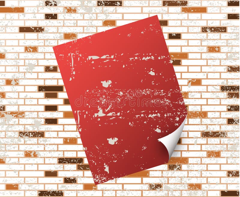 Sticky Note On Dirty Brick Wall Stock Illustration - Illustration of ...