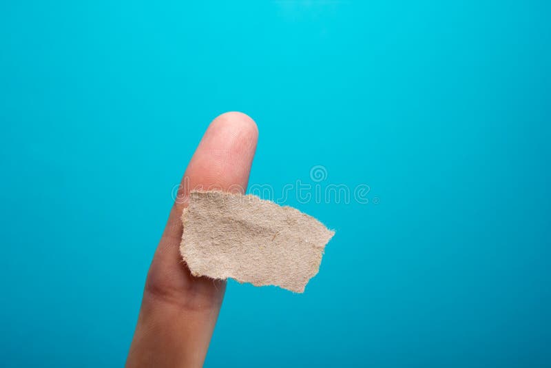 Sticky Note, Finger Up of Thumb, Yellow Reminder on Blue Background ...