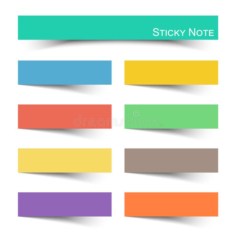 Sticky Note with Flat Color Stock Vector - Illustration of note ...