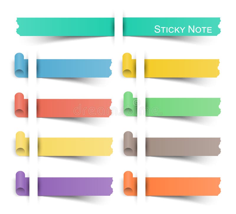 Sticky Note with Flat Color Stock Vector - Illustration of pale ...