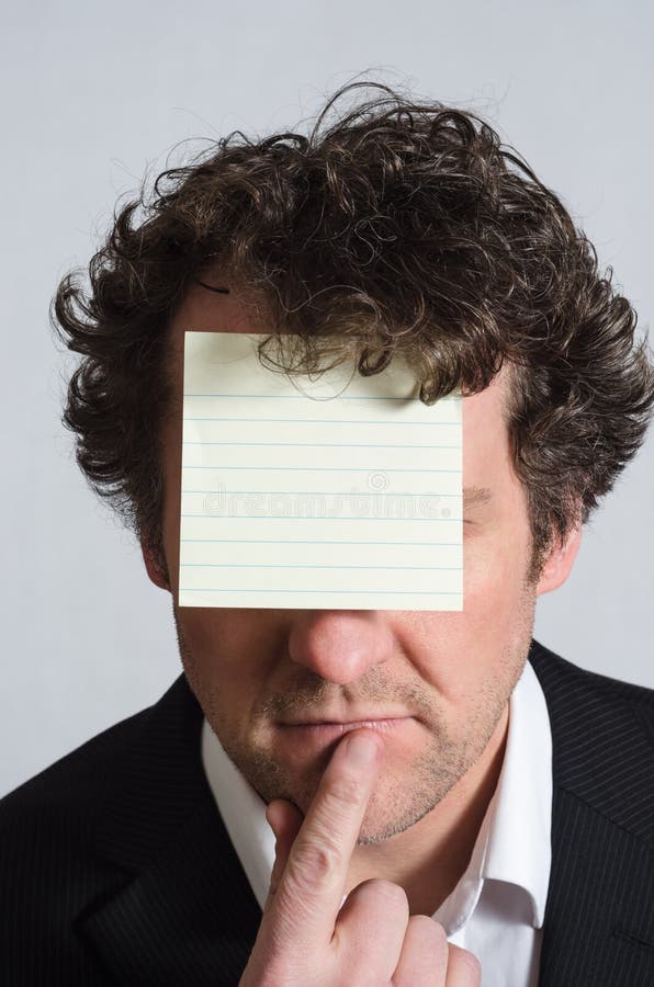 Sticky Note on Forehead stock image. Image of empty, finger - 29573593