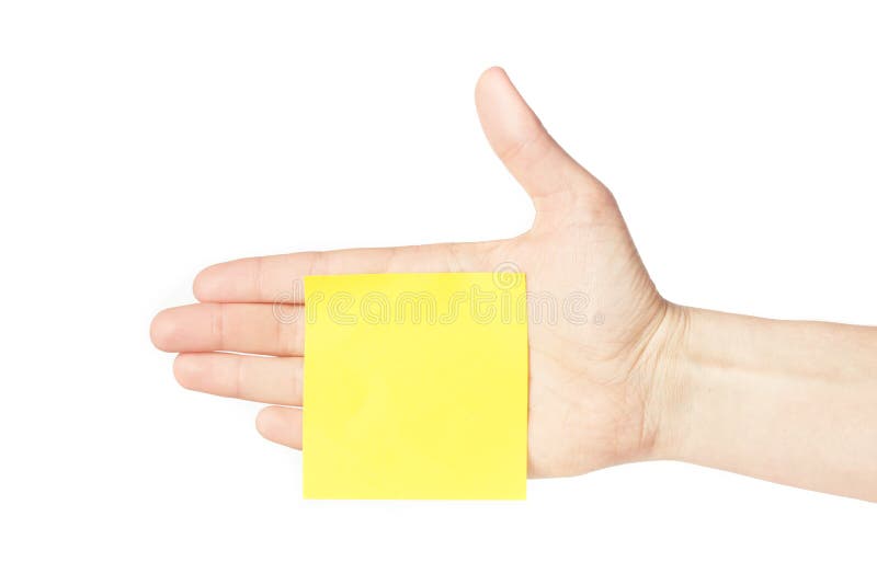 Sticky note on hand stock image. Image of information - 41223711