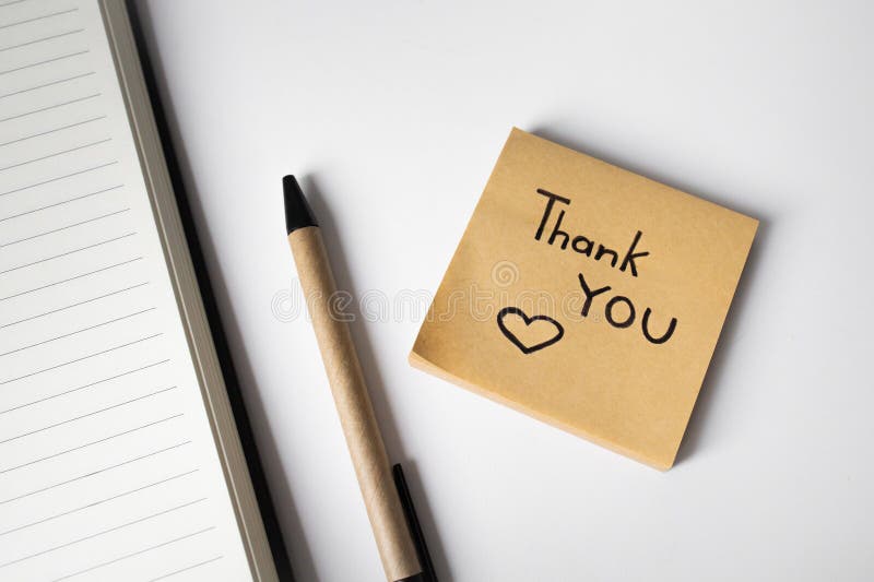 Sticky Note with Handwritten Phrase Thank You on White Background with ...
