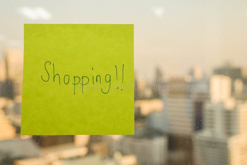 Sticky Note Icon of Time To Go Shopping Stock Photo - Image of ...