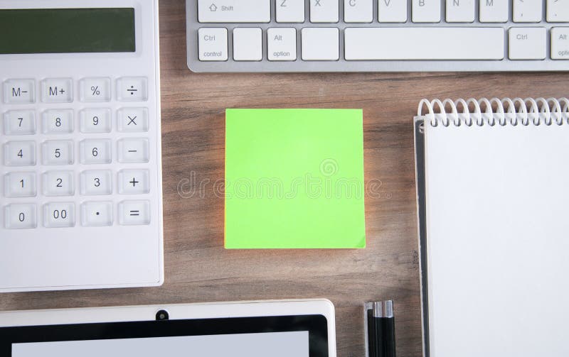 Sticky Note with a Keyboard and Business Objects Stock Image - Image of ...