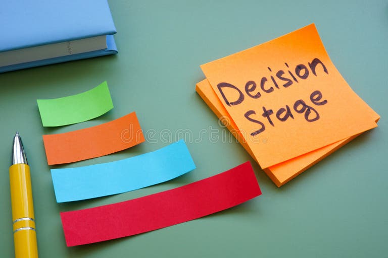 Sticky Note Labeled Decision Stage and a Chart. Stock Image - Image of ...