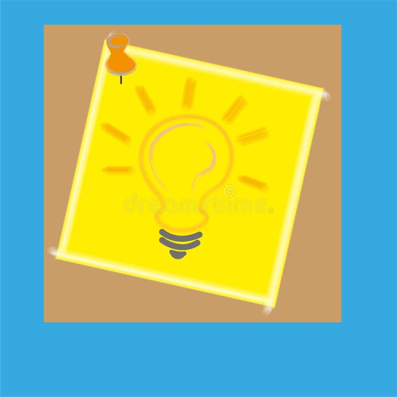 Sticky Note Lamp. Yellow Lightbulb Symbol. Bright Energy Vector ...
