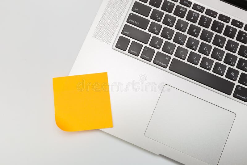 Sticky Note on Laptop with Copy Space. for All Concept Editorial ...