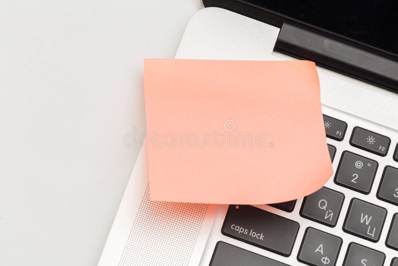 Sticky Note on Laptop with Copy Space. for All Concept Stock Photo ...